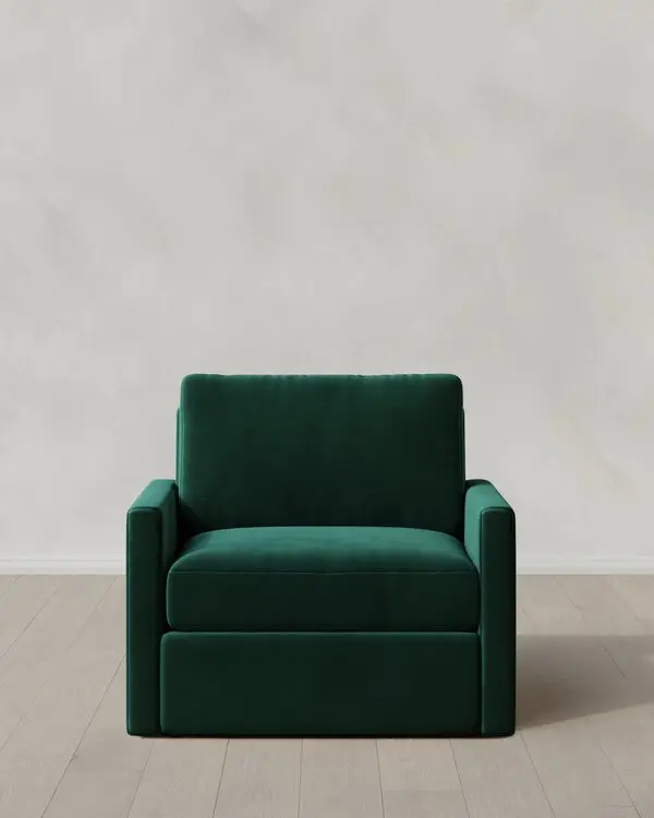 Quince Brennan Swivel Chair In Performance Velvet - Spruce