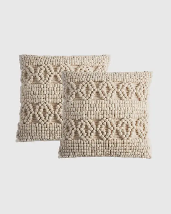 Quince Kai Wool Pillow Cover Set Of 2 - Ivory