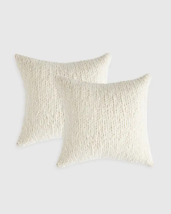 Quince Chunky Hand Knit Wool Pillow Cover - Ivory