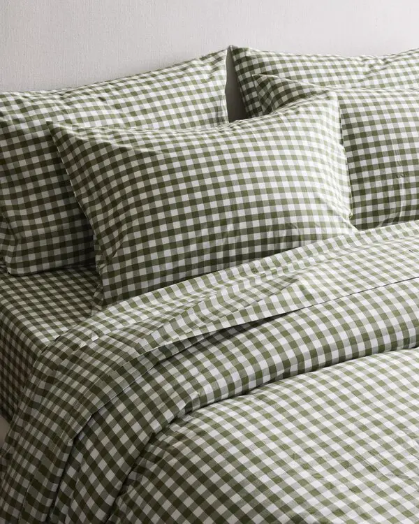 Quince Organic Crisp Percale Gingham Deluxe Bedding Bundle