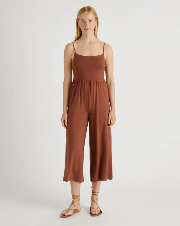 Quince Tencel Jersey Wide Leg Jumpsuit - Brown