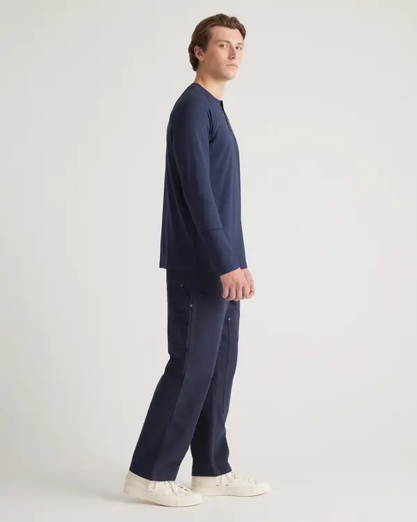 Quince Cotton Modal Long Sleeve Henley T-shirt - Navy