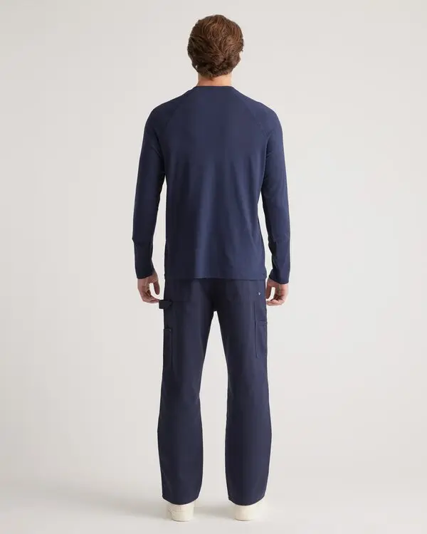 Quince Cotton Modal Long Sleeve Henley T-shirt - Navy