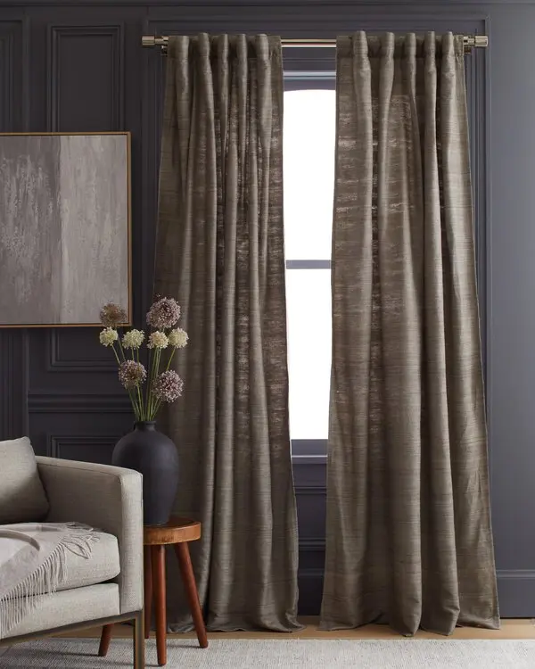 Quince Raw Silk Curtain - Grey