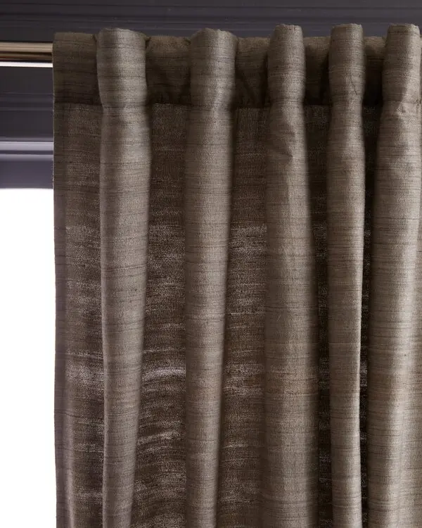 Quince Raw Silk Curtain Single Panel - Grey