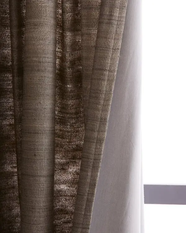 Quince Raw Silk Curtain Single Panel - Grey