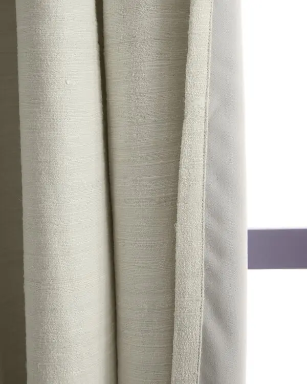 Quince Raw Silk Room Darkening Curtain Single Panel - Ivory