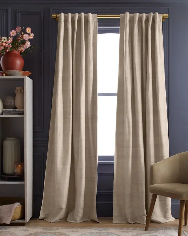 Quince Raw Silk Room Darkening Curtain Single Panel - Sand