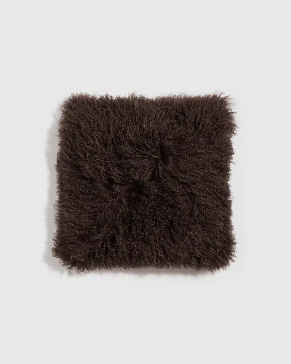 Quince Luxe Mongolian Lamb Pillow Cover - Espresso