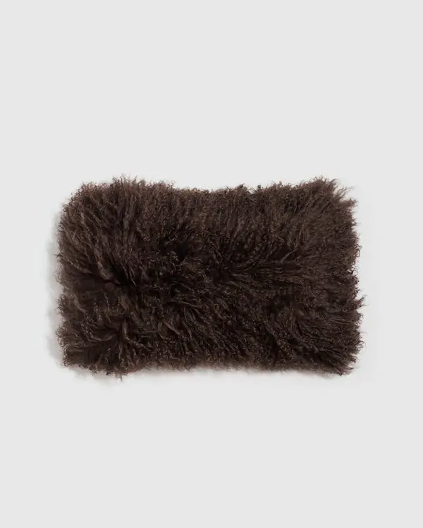 Quince Luxe Mongolian Lamb Pillow Cover - Espresso