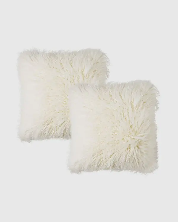Quince Luxe Mongolian Lamb Pillow Cover - Ivory