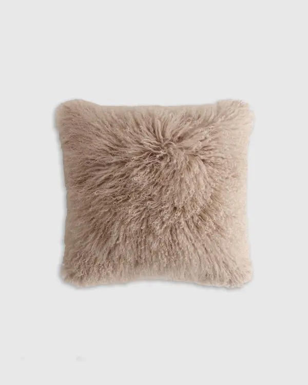 Quince Luxe Mongolian Lamb Pillow Cover - Khaki