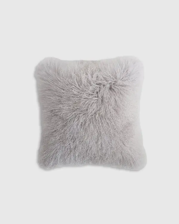 Quince Luxe Mongolian Lamb Pillow Cover - Silver