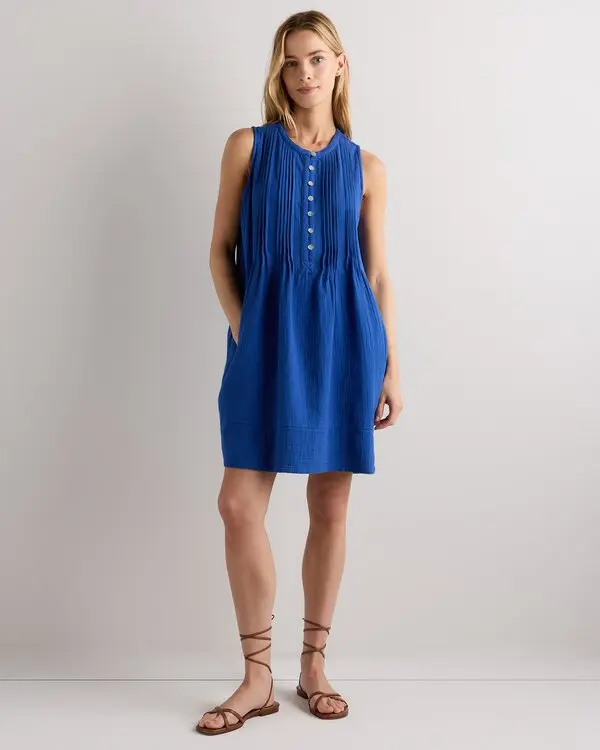 Quince Gauze Sleeveless Swing Dress - Orchid Blue