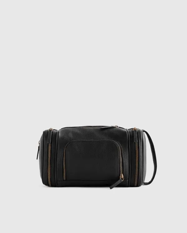 Quince Nappa Leather Toiletry Bag - Black