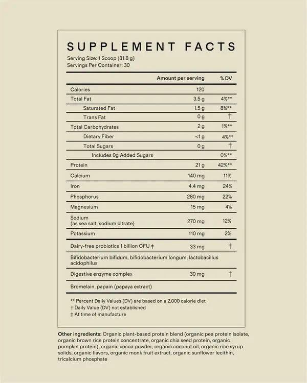 Quince Certified Organic Plant Protein - Chocolate