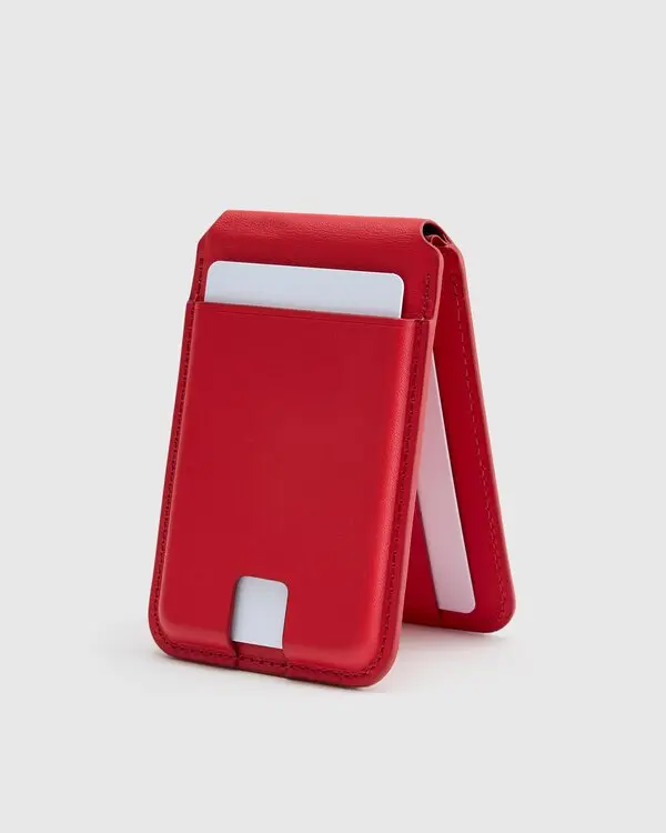 Quince Leather Magsafe Wallet & Phone Stand - Red