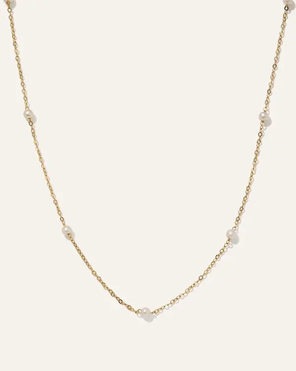 Quince 14k Gold Freshwater Cultured Pearl Station Necklace - Yellow Gold