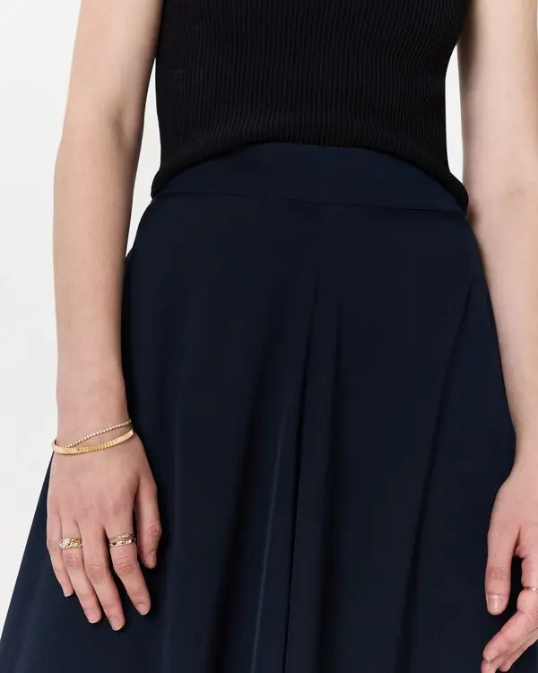 Quince Washable Stretch Silk Palazzo Pants - Navy