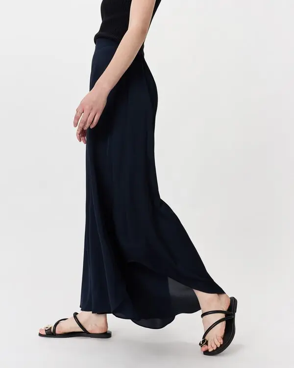 Quince Washable Stretch Silk Palazzo Pants - Navy