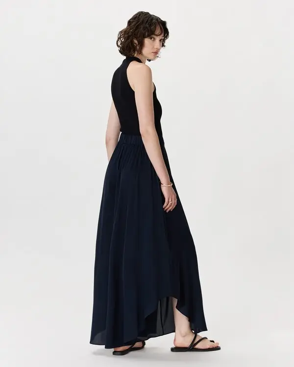 Quince Washable Stretch Silk Palazzo Pants - Navy