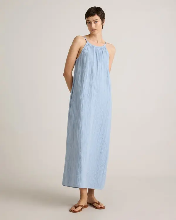 Quince Gauze Sleeveless Maxi Dress - Ocean Breeze