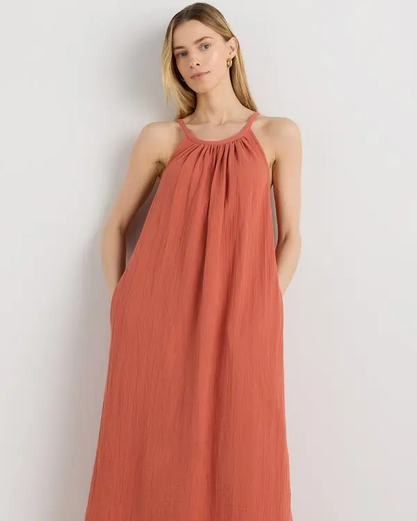 Quince Gauze Sleeveless Maxi Dress - Spiced Orange