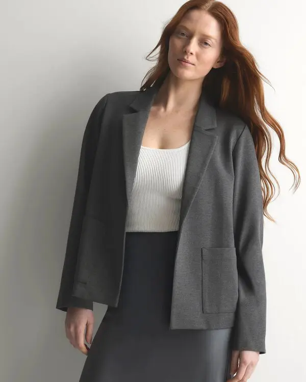 Quince Ultra-stretch Ponte Open Blazer - Charcoal