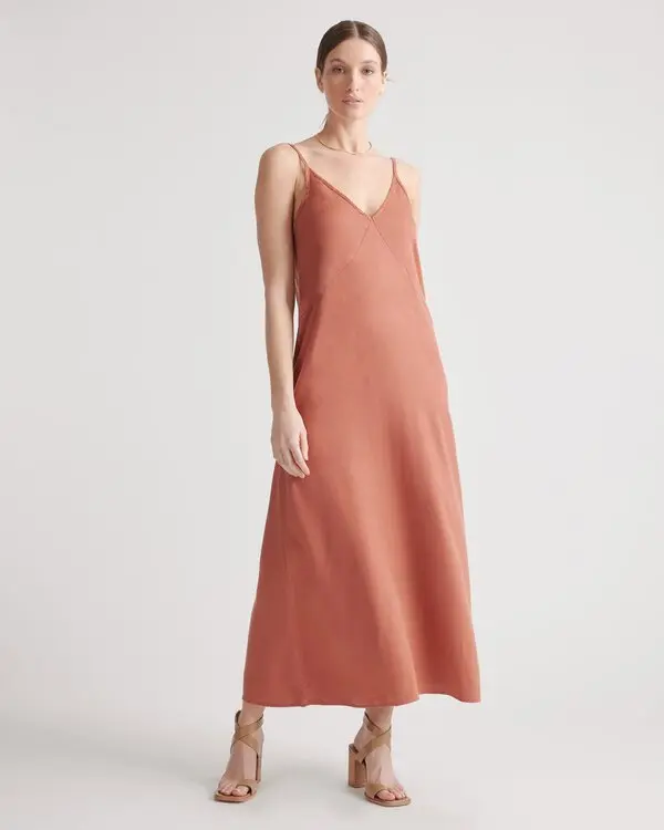 Quince Vintage Wash Tencel Maxi Slip Dress - Terracotta