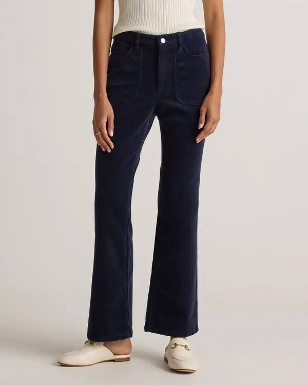 Quince Organic Stretch Corduroy Flare Pants - Deep Navy