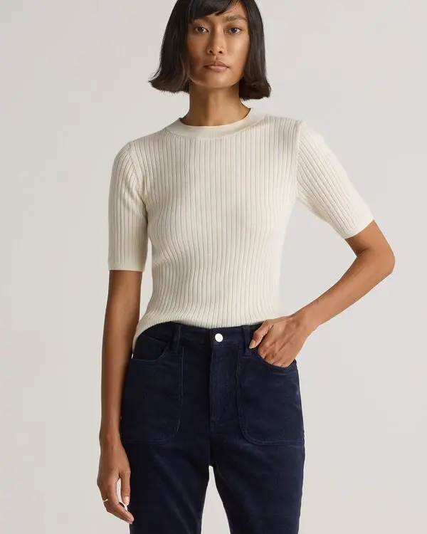 Quince Organic Stretch Corduroy Flare Pants - Deep Navy