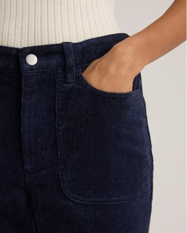 Quince Organic Stretch Corduroy Flare Pants - Deep Navy