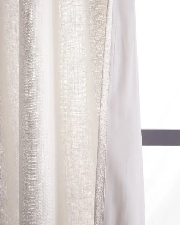 Quince Heavyweight European Linen Curtain Single Panel - White