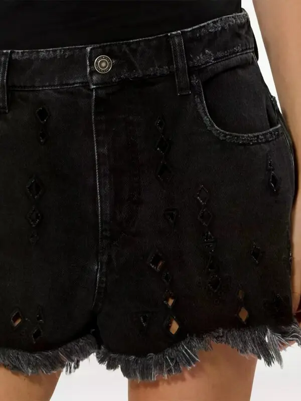 Isabel Marant Étoile Cut-out Frayed Hem Denim Shorts