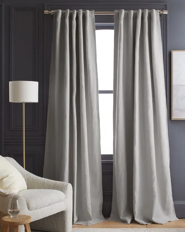 Quince Heavyweight European Linen Room Darkening Curtain - Cloud