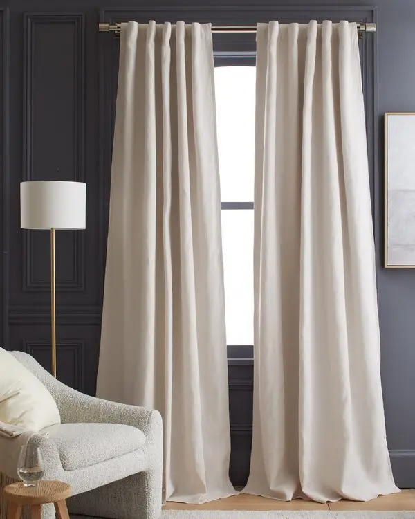 Quince Heavyweight European Linen Room Darkening Curtain - Sand