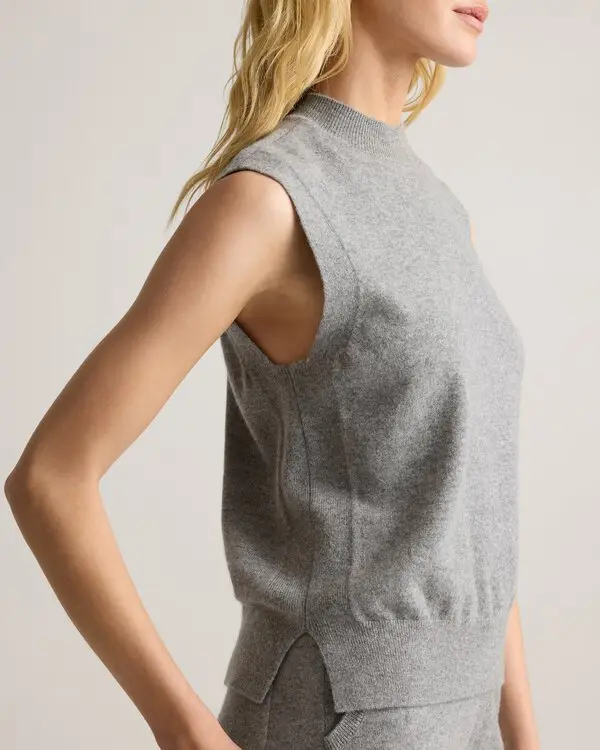 Quince Mongolian Cashmere Mock Neck Sweater Vest - Heather Grey