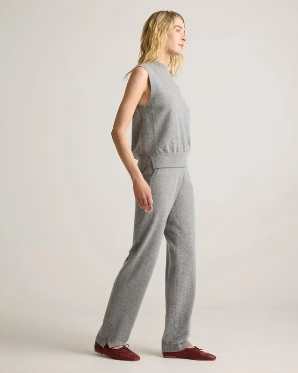 Quince Mongolian Cashmere Mock Neck Sweater Vest - Heather Grey
