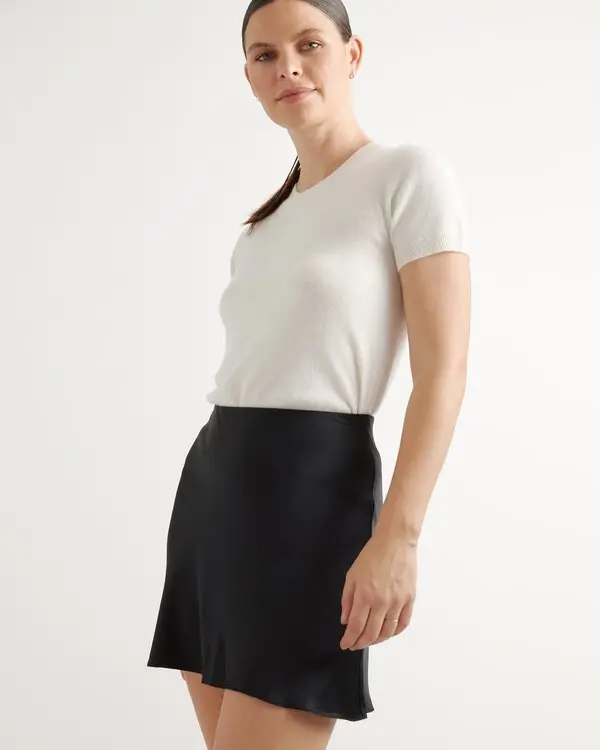 Quince Washable Silk Mini Skirt - Black