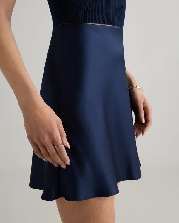 Quince Silk Mini Skirt - Navy