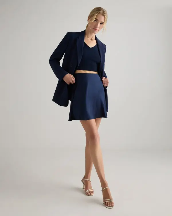 Quince Silk Mini Skirt - Navy