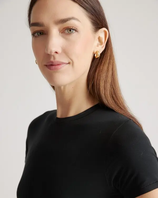 Quince Stretch Cotton Jersey Short Sleeve Bodysuit - Black