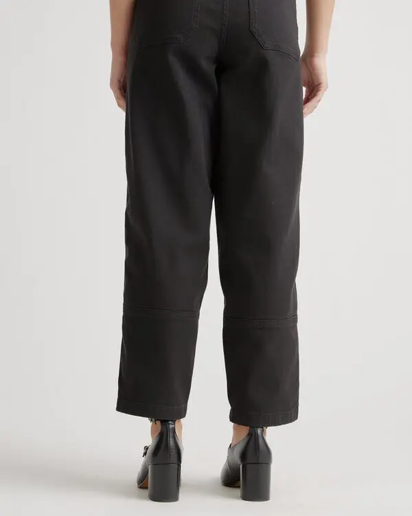 Quince Organic Stretch Cotton Twill Barrel Pants - Black