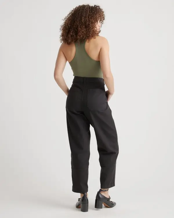 Quince Organic Stretch Cotton Twill Barrel Pants - Black