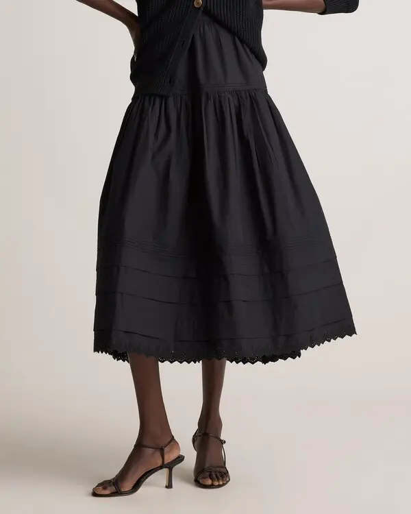 Quince Poplin Pintuck Maxi Skirt - Black