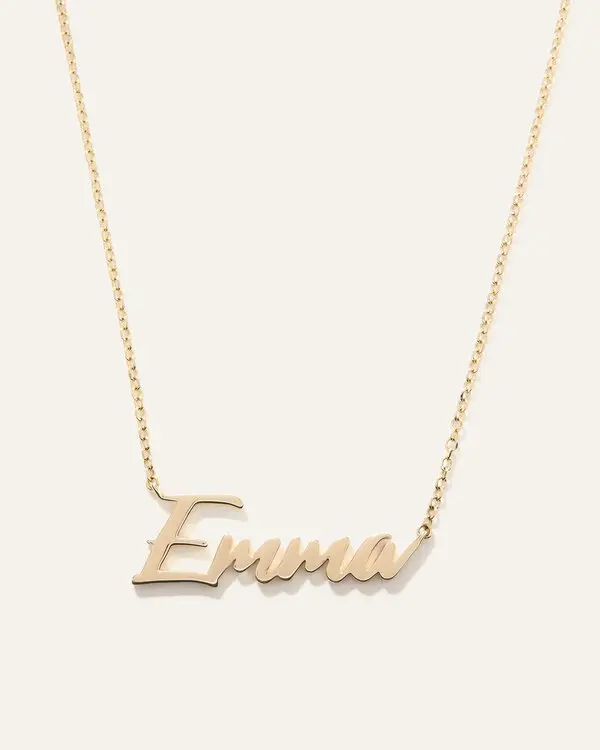 Quince 14k Gold Script Name Necklace - Yellow Gold