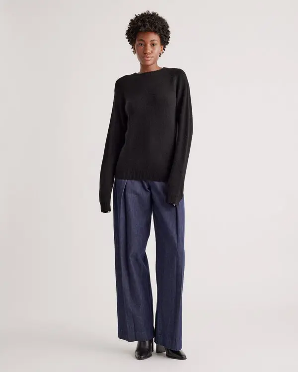 Quince 100% Yak Wool Crewneck Sweater - Black