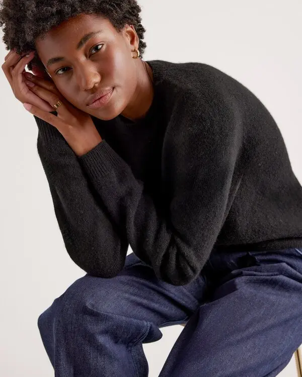 Quince 100% Yak Wool Crewneck Sweater - Black