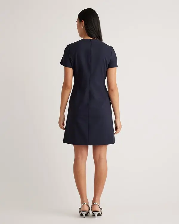 Quince Italian Wool Short Sleeve Dress - Navy