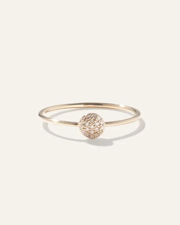 Quince 14k Gold Pave Diamond Round Disc Ring - Yellow Gold